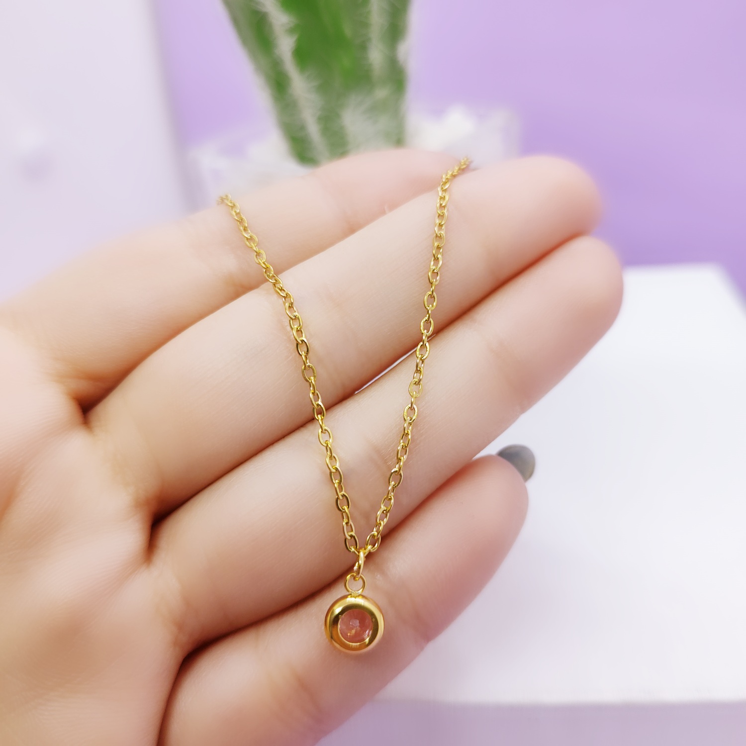 Acero dorado Conjunto susanito rosa(45cm) – Mayorista Joyas